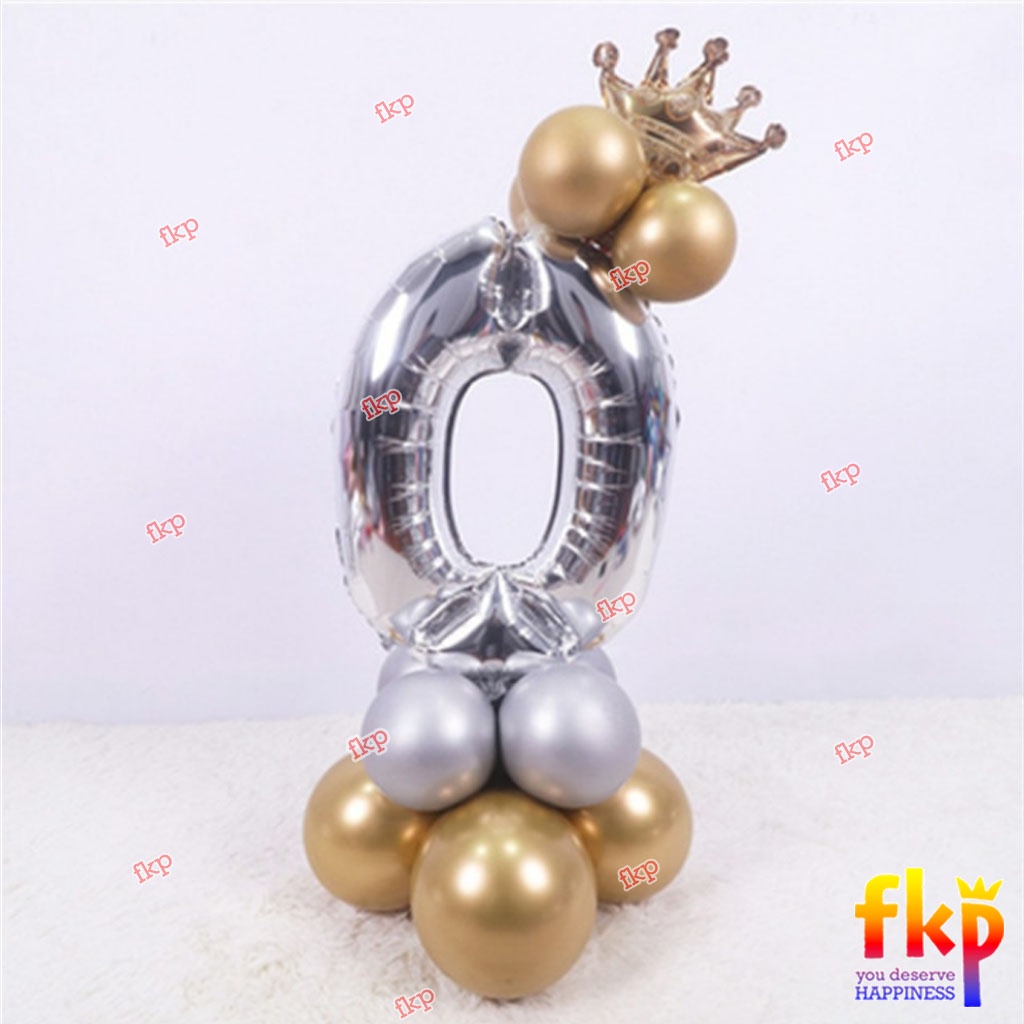Jual FUN KIDS PARTY Balon Angka Berdiri Ulang Tahun Anak Silver Gold ...