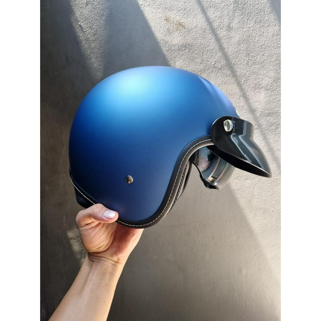 Jual ZEUS ZS 388A MATT BLUE DOFF RETRO FREE PET (WAJIB UPSIZE) | Shopee ...