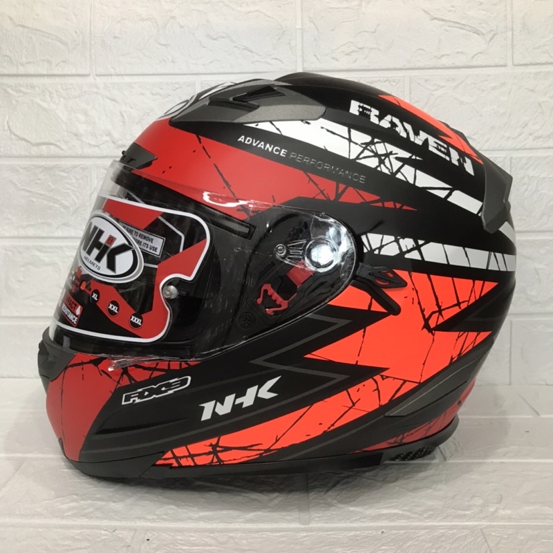 Jual HELM FULLFACE NHK RX9 RAVEN BLACK RED ORANGE DOFF DOUBLE VISOR ...