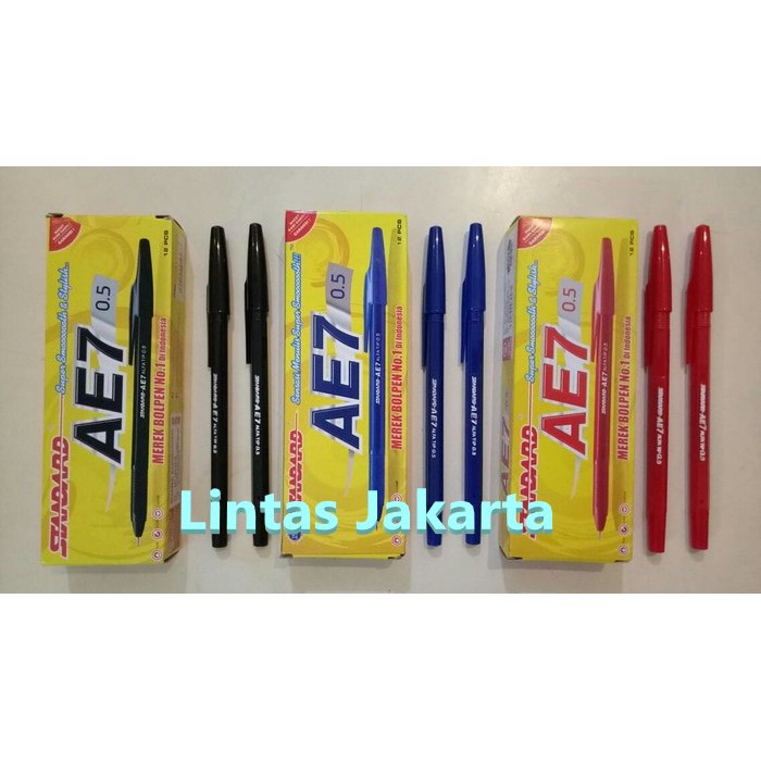 Jual Ballpoint / Pulpen / Pen Merk Standard AE 7 (12 buah) | Shopee ...