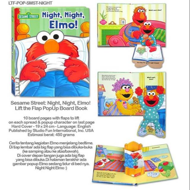 Jual Buku Import Anak Murah Sesame Street: Night, Night, Elmo! Lift the ...