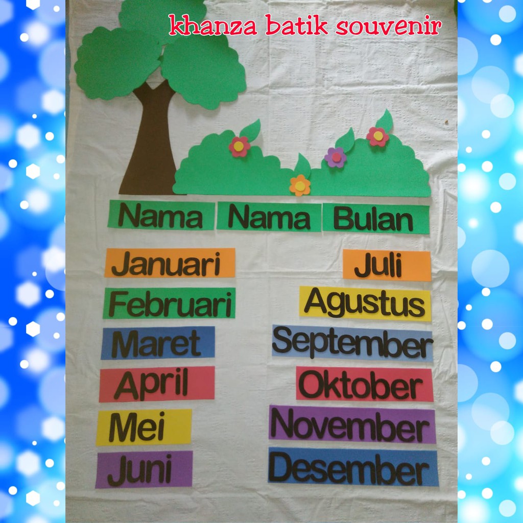 Jual Hiasan Dinding Ruang Kelas Mainan Edukasi Anak Nama nama Bulan | Shopee Indonesia
