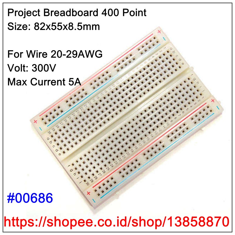 Jual Project Board 400 titik Breadboard Prototyping Testing elektronik ...