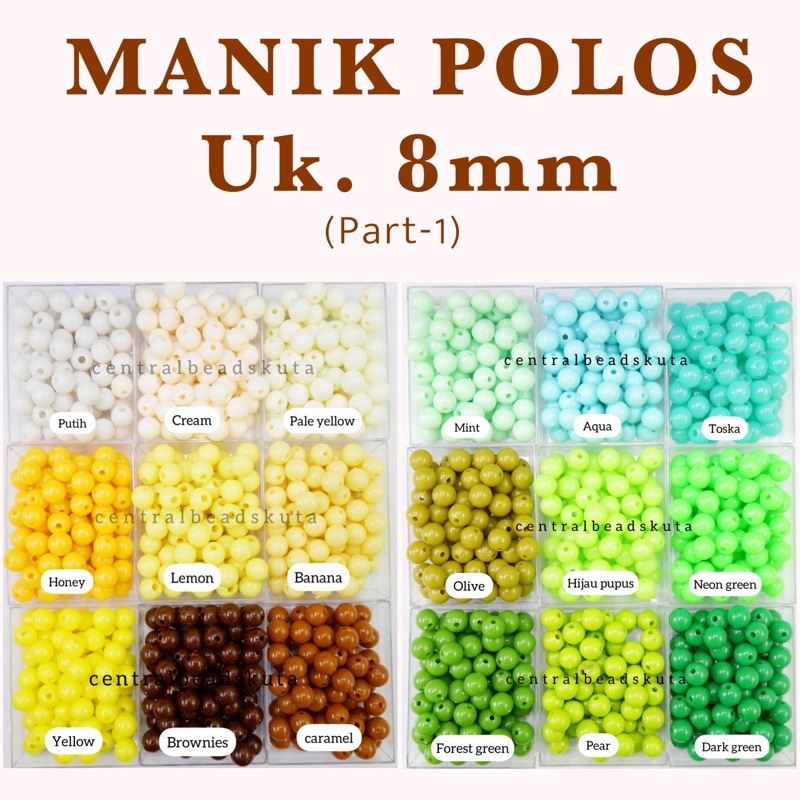 Jual (50gram - PART 1) MANIK POLOS BULAT 8mm / MANIK SUSU 8mm / MANIK ...