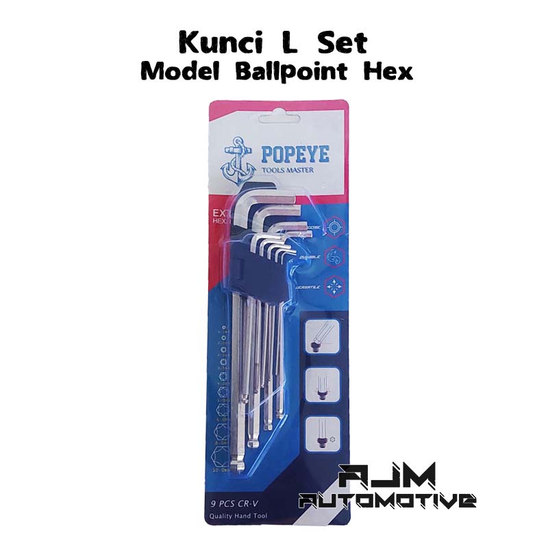 Jual Kunci L Set/ Ballpoint Hex Key (9pc) Popeye | Shopee Indonesia