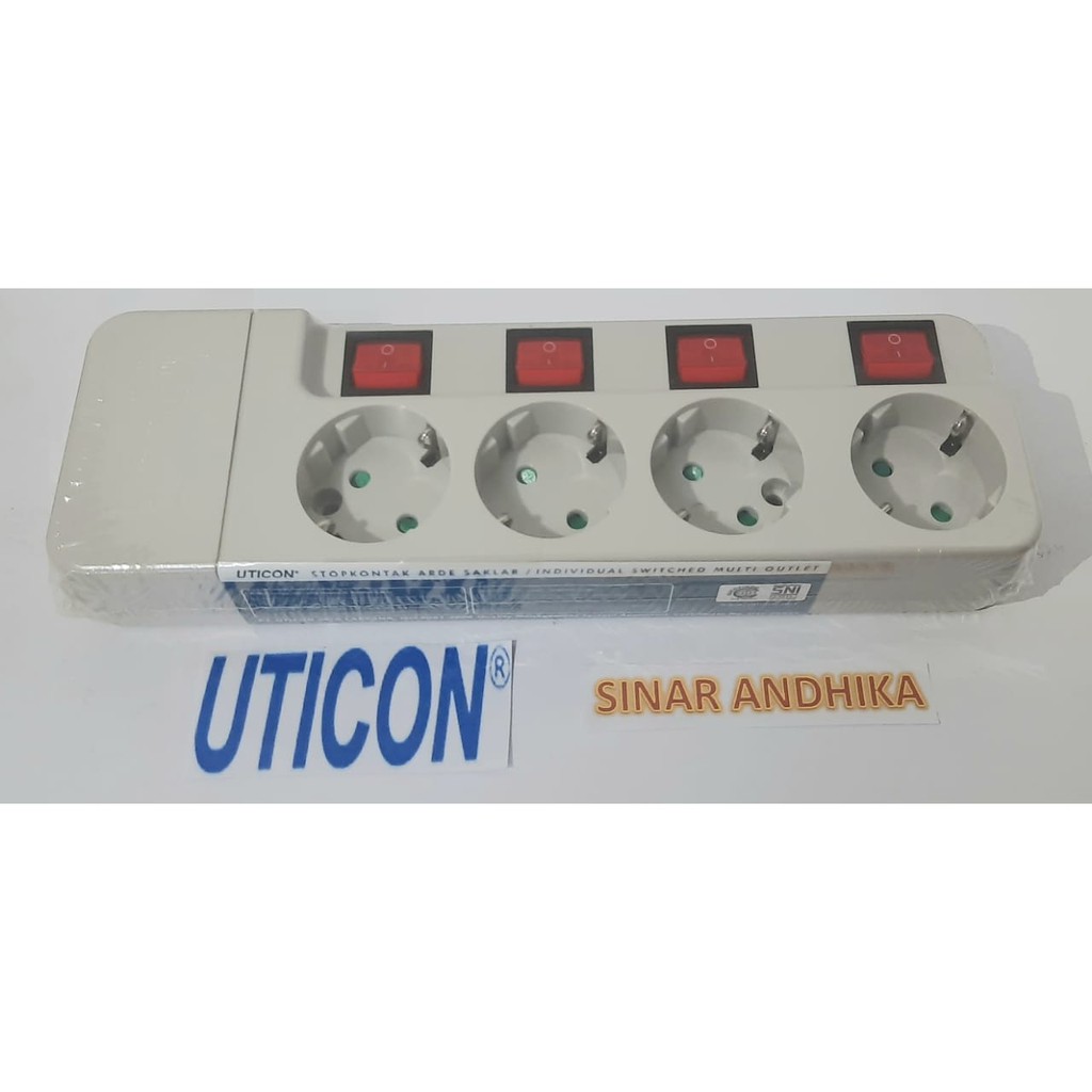 Jual Stop Kontak Uticon 4 Lubang Saklar Tersendiri Tanpa Kabel St-1485 ...