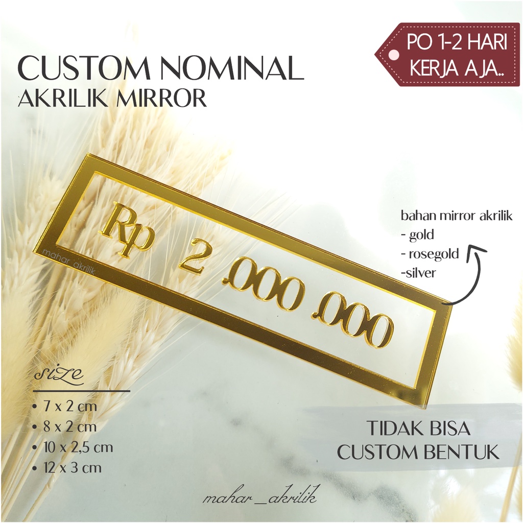 Jual Cutting Angka Nominal Mahar Dengan Frame Persegi Bahan Akrilik ...