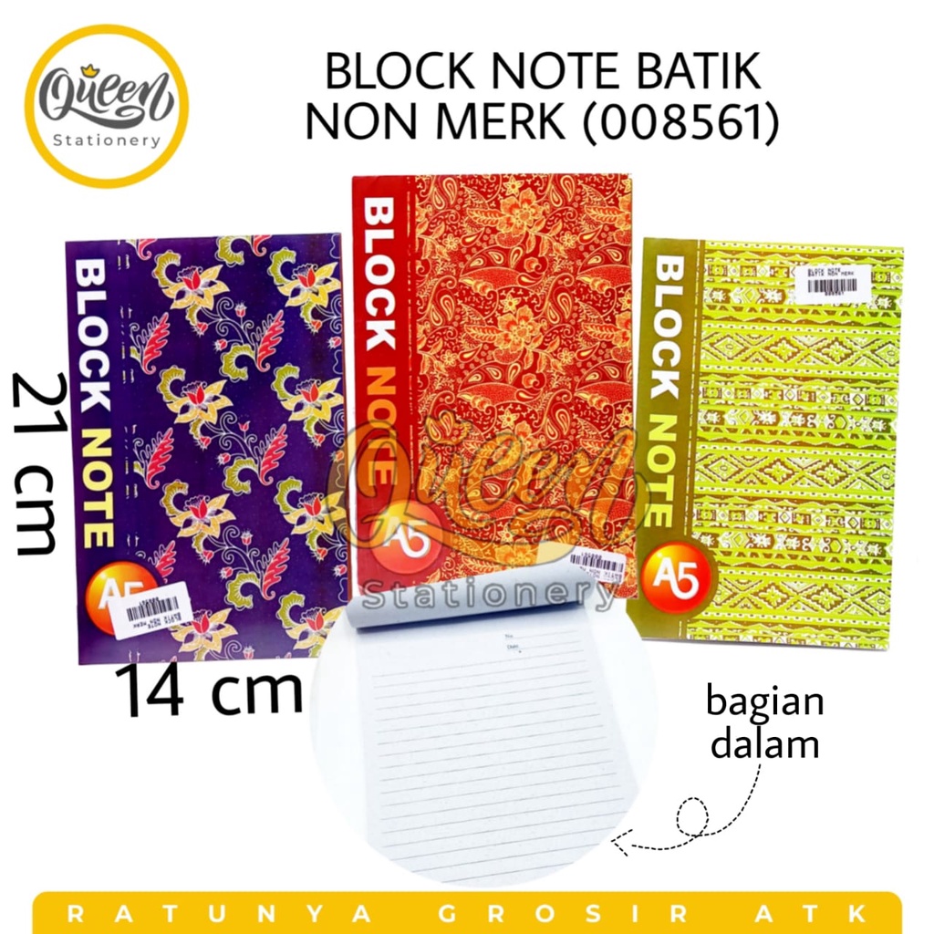 Jual BLOCK NOTE BATIK NON MERK / BUKU CATATAN / BLOCKNOTE / BLOKNOTE ...