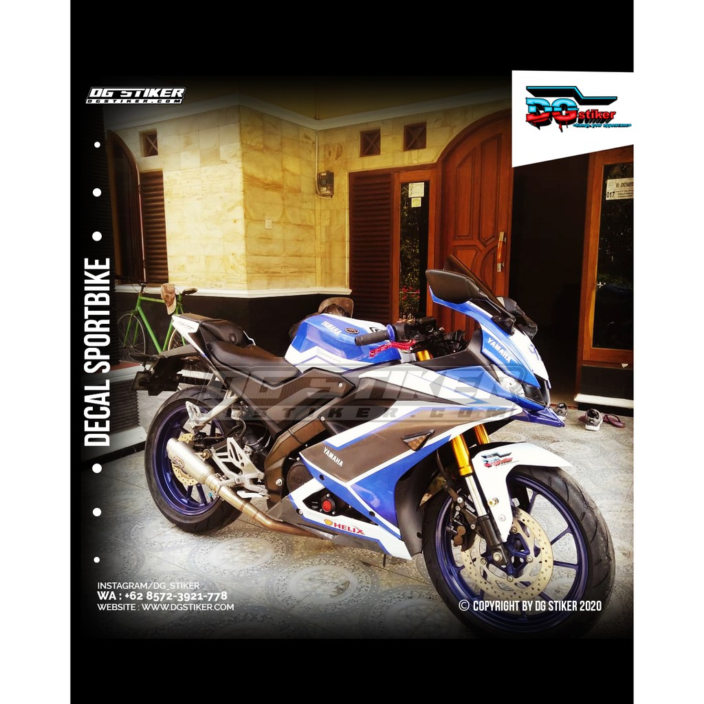 Jual Stiker Decal R15 V3 Putih Biru Shell Helix DG Stiker | Shopee ...