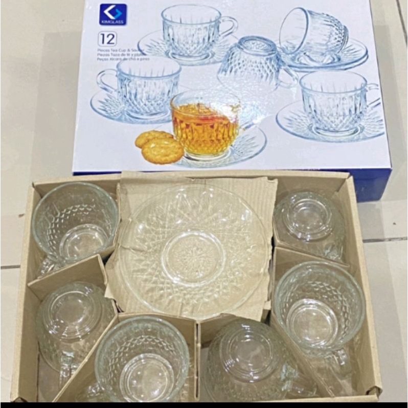 Jual GELAS SET BELING/GELAS KIMGLAS 6PCS TATAKAN 6PCS GELAS/GELASS KADO ...