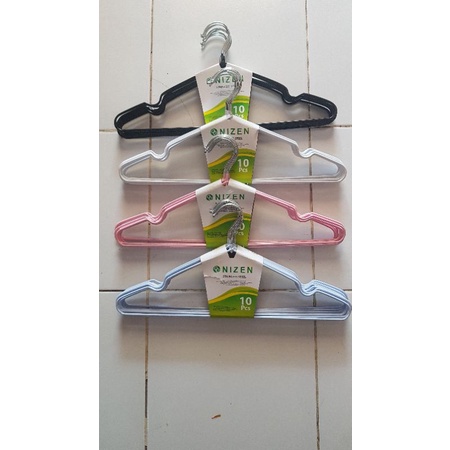 Jual Gantungan baju coating/Hanger kawat NIZEN coating/isi 10 pcs ...