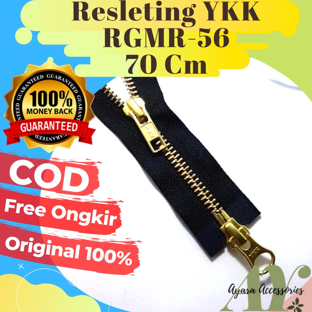Jual RESLETING ZIPPER SLETING JAKET YKK GOLD 2 KEPALA NO 5 EMAS PANJANG 70 CM | Shopee Indonesia