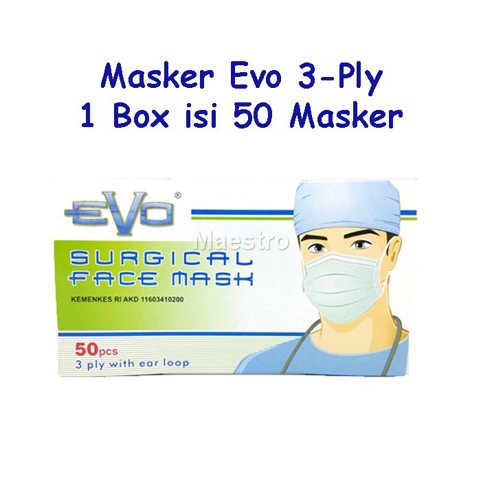 Jual Masker Evo 3-Ply Earloop Mask Debu Wajah Mulut Surgical Face 3ply ...