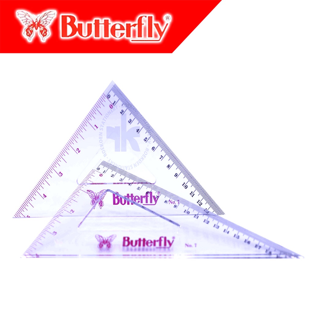 Jual Butterfly Triangle Ruler Penggaris Segitiga Mika BT-No. 7 (19cm x ...