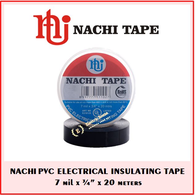 Jual Nachi tape isolasi listrik lakban plaster hitam 3/4" × 20 yard ...