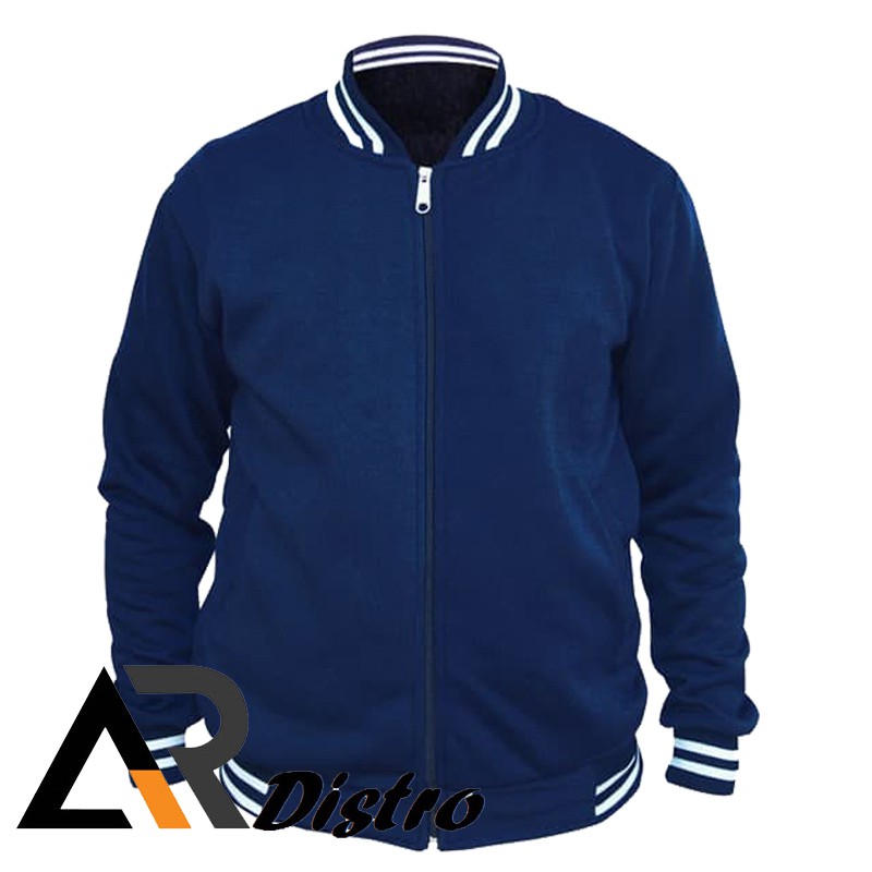 Jual Jaket baseball/jaket varsity polos kerah resleting pria wanita ...