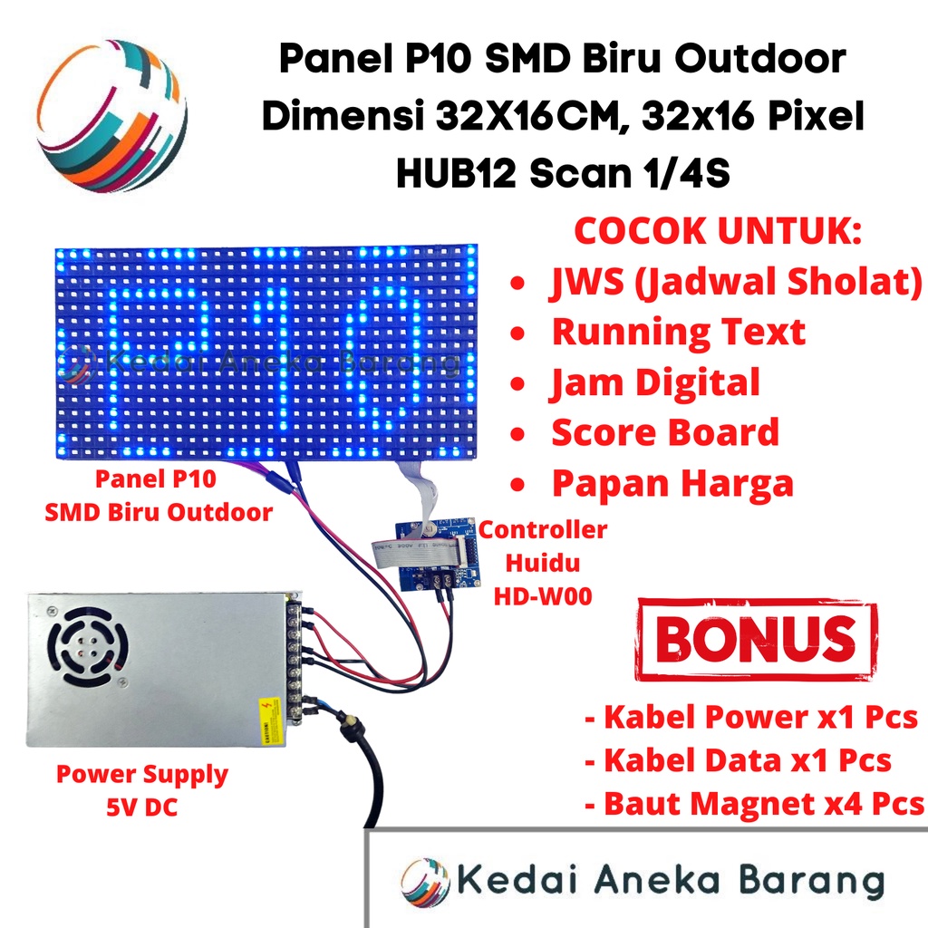 Jual Panel Module Modul LED P10 Running Text SMD Biru Blue Outdoor Dot ...
