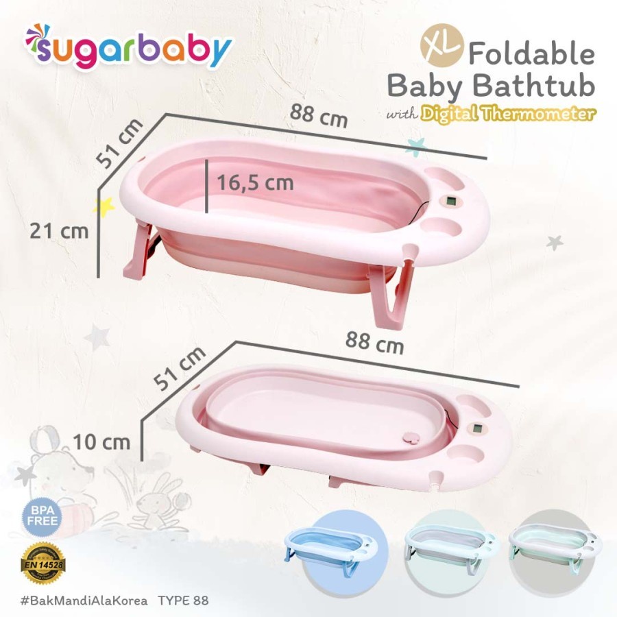 Jual Sugarbaby Foldable Baby Bathtub with Digital Thermometer / Bak ...