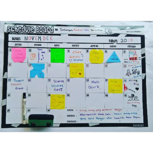 Jual Schedule board ( 1 set schedule board, 1spidol dan penghapus ...