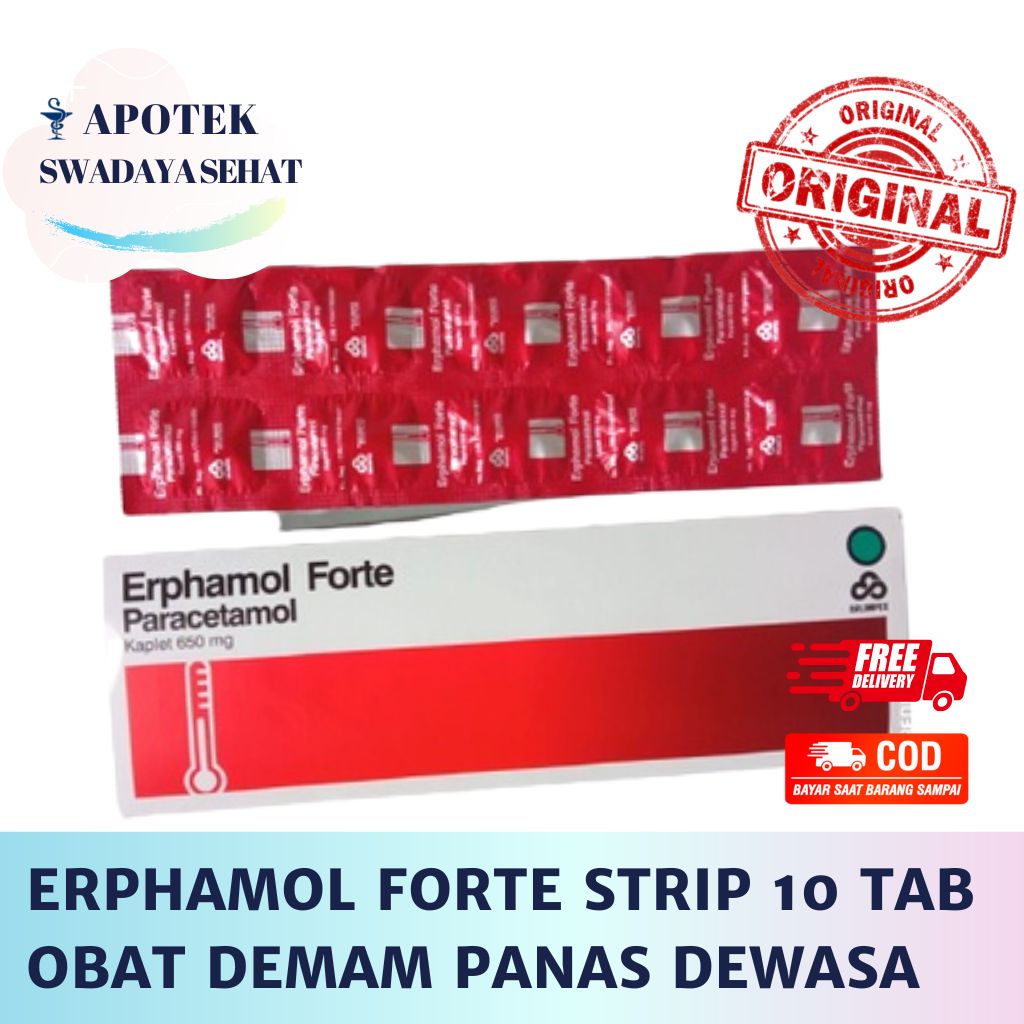 Jual ERPHAMOL FORTE Strip 10 Tablet - Paracetamol 650 MG - Obat Demam ...