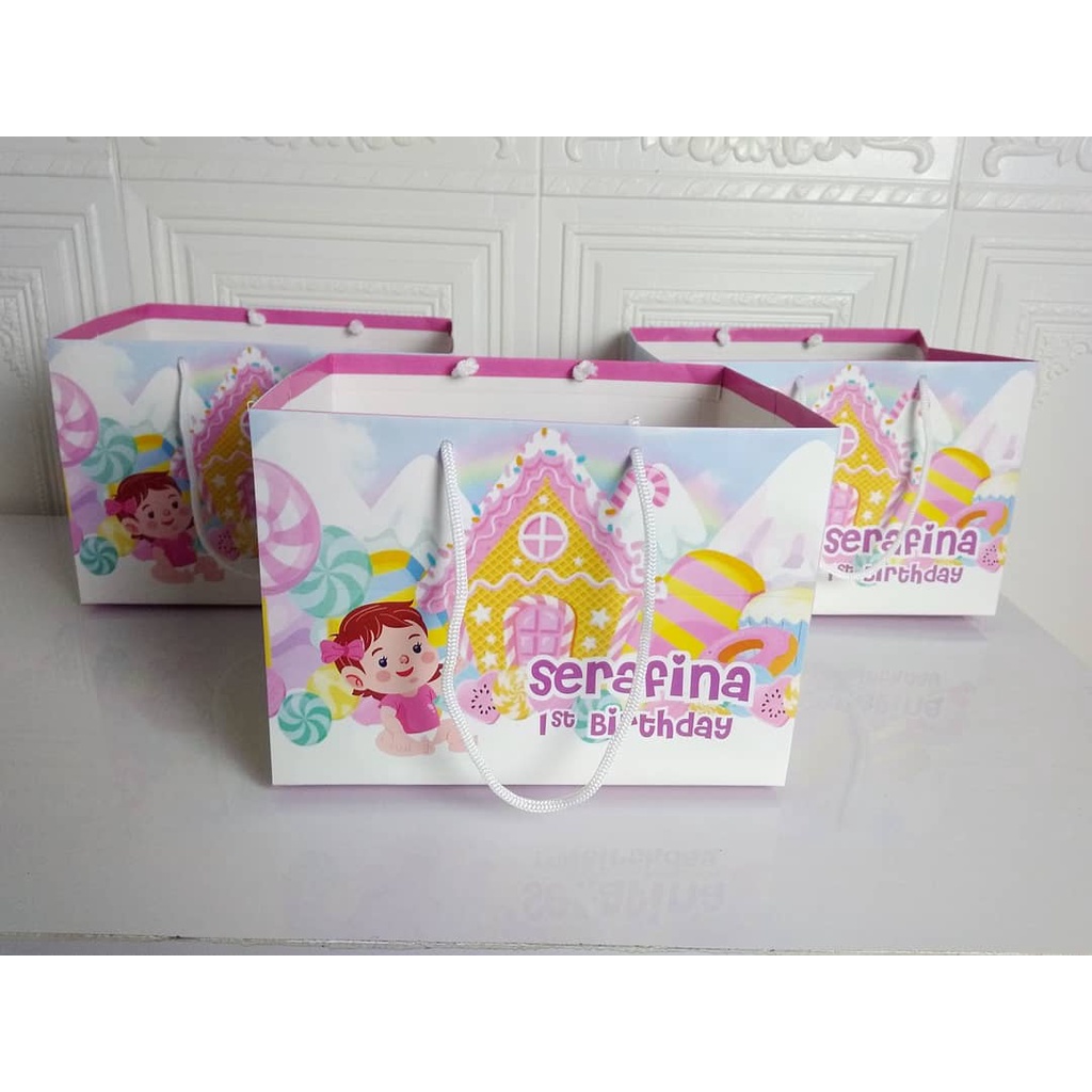 Jual paper bag candyland / paper bag custom candyland / wadah snack ...