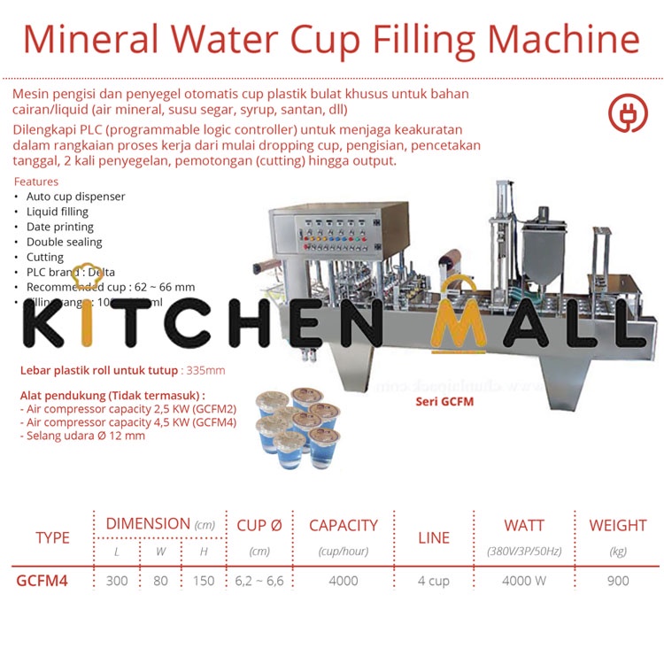 Jual GETRA GCFM4 MINERAL WATER CUP FILLING MACHINE - MESIN PENGISI ...