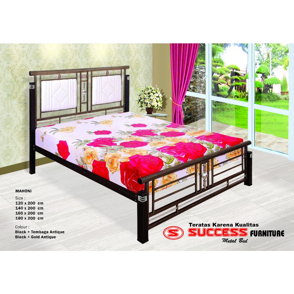 Jual Ranjang besi minimalis Mahoni ukuran 160 x 200. | Shopee Indonesia