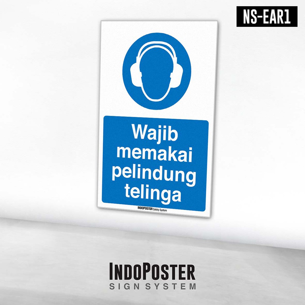 Jual Stiker Safety Sign Rambu K3 ISO Wajib Memakai Pelindung Telinga ...
