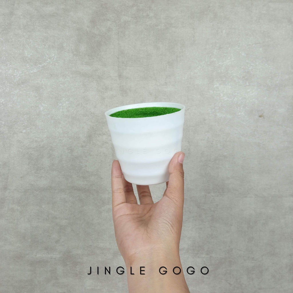 Jual Pot Bunga Plastik Vas Putih + Gabus Busa Lumut Artificial Vas Ulir ...