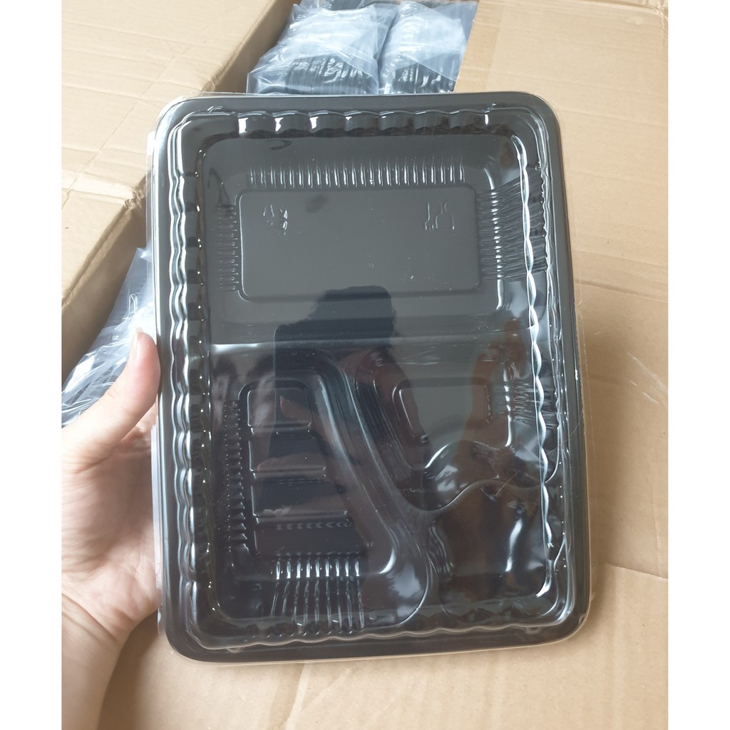 Jual Mika Bento 4sekat - Hitam isi 50pcs / Tray Box Bento / lunch Box ...