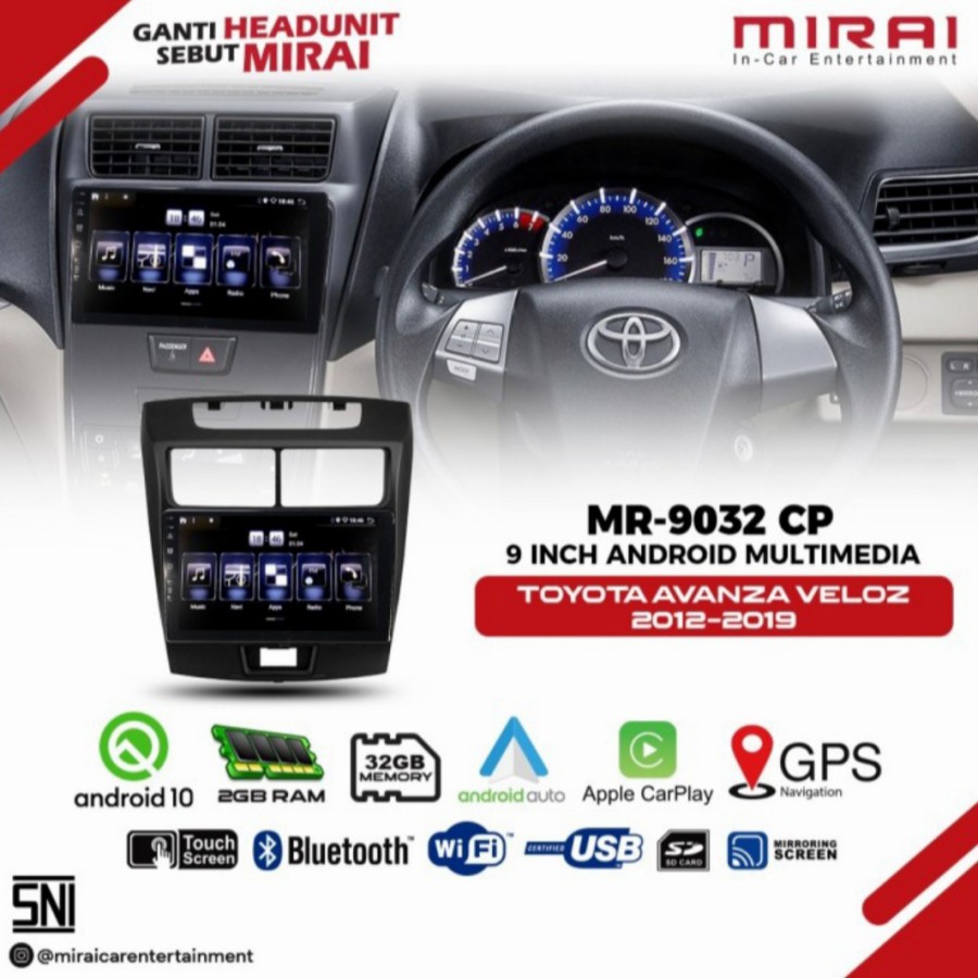Jual Head Unit Android 9 inch Mirai 9032 CP Mobil Toyota Avanza Veloz 2012-2019 By Asuka ...