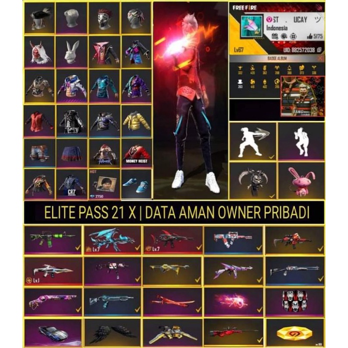 Jual AKUN FREEFIRE MURAH SULTAN PARAH SENJATA MAX | Shopee Indonesia