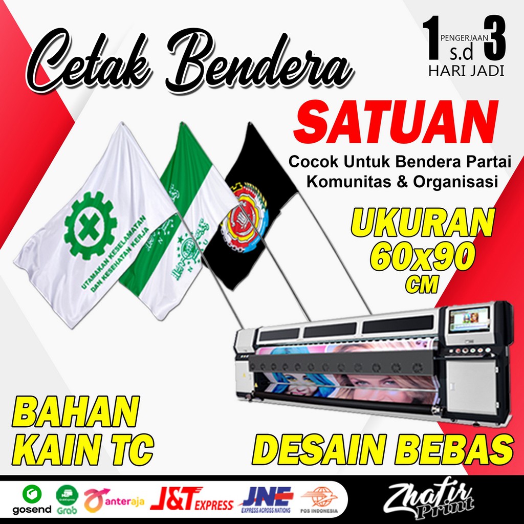 Jual Cetak Bendera Custom Kain TC Lokal Uk.60x90 CM | Shopee Indonesia