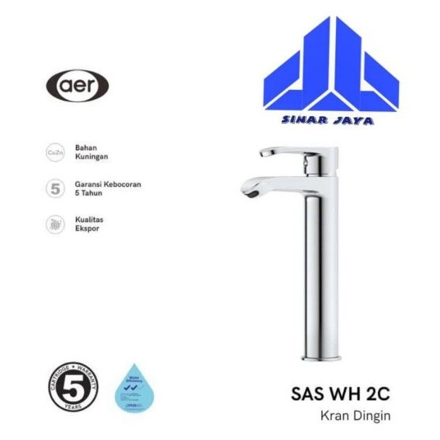 Jual AER Kran Wastafel Air Dingin-Kran Kuningan-Mixer Faucet SAS WH2C ...