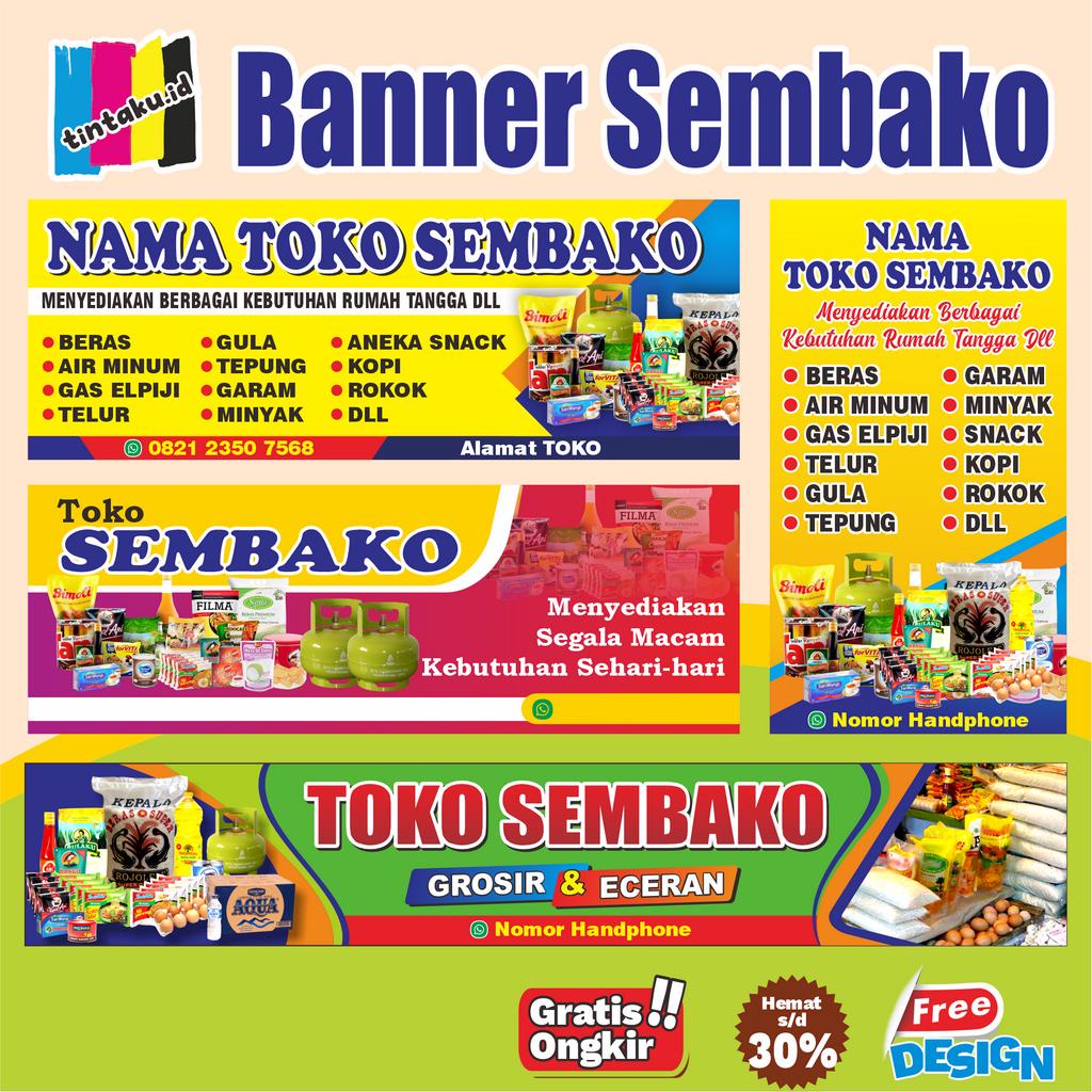 Jual BANNER WARUNG TOKO SEMBAKO CUSTOM NAMA | Shopee Indonesia