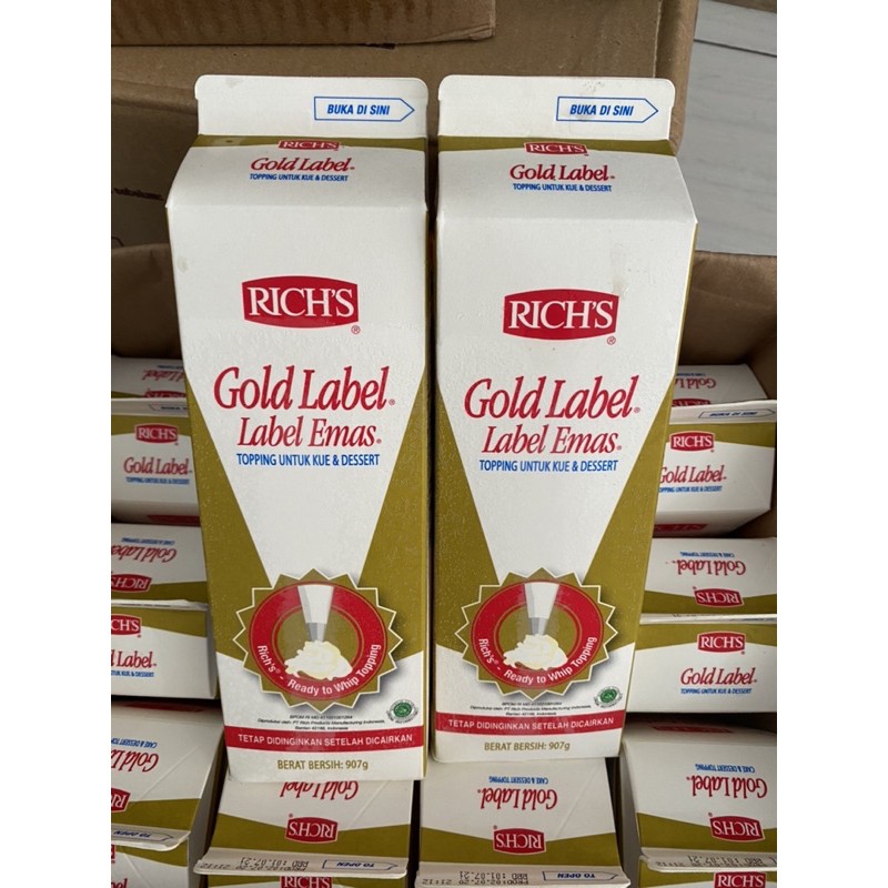Jual Richs gold label non dairy whipping cream (1L & 500ml) | Shopee ...