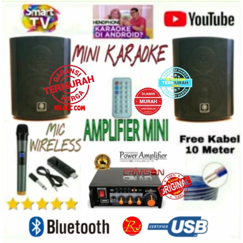 Jual Paket Karaoke Set Speaker 3R 5 IN Ampli Mini Karaoke Smart Tv Wireless | Shopee Indonesia
