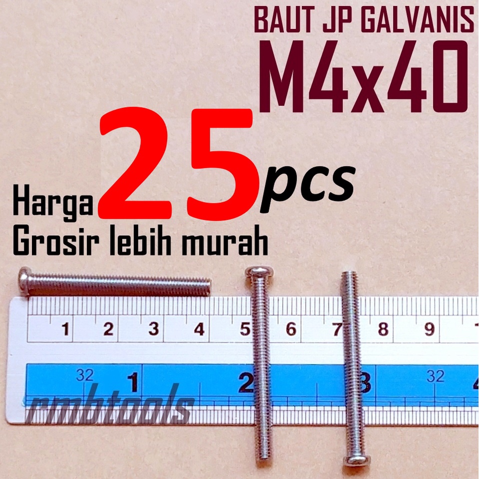Jual (25Pcs) Baut JP M4 x 40 Baut Pentol Pan Machine Screw Obeng Plus + GALVANIS PUTIH | Shopee ...