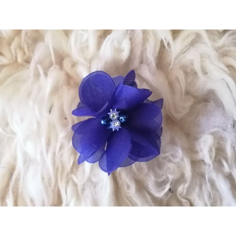 Jual bunga organza tumpuk dengan mutiara dan mata lebar 5 cm (per 4 ...