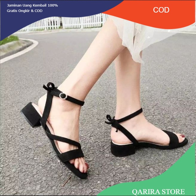 Jual Sandal Heels Wanita Hak tahu 3 cm LEONDRA Murah Original-Hitam ...