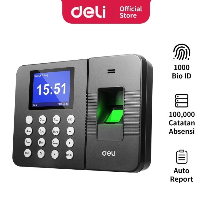 Jual Deli Mesin Absensi Sidik Jari Bahasa Indonesia - USB tanpa instalasi software E3960 ...