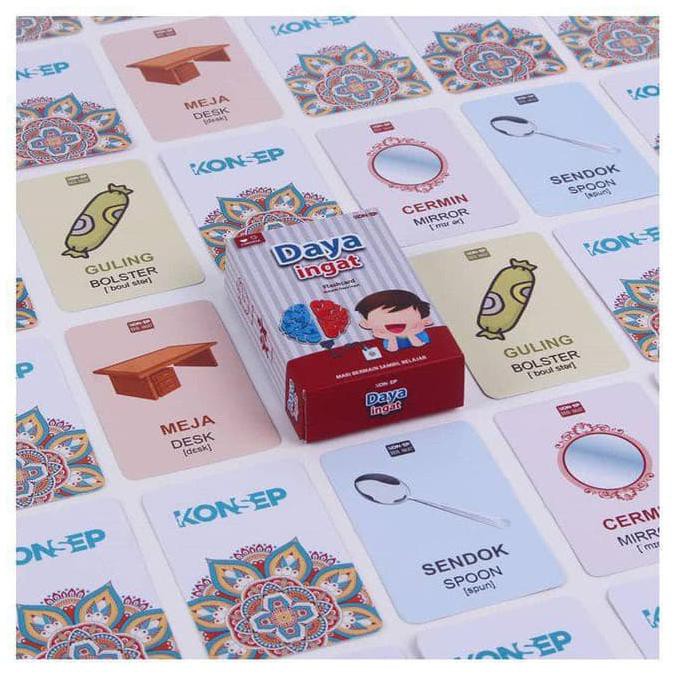 Jual Flash Card Daya Ingat (Memory Match Game - Bhs Indonesia & Inggris ...