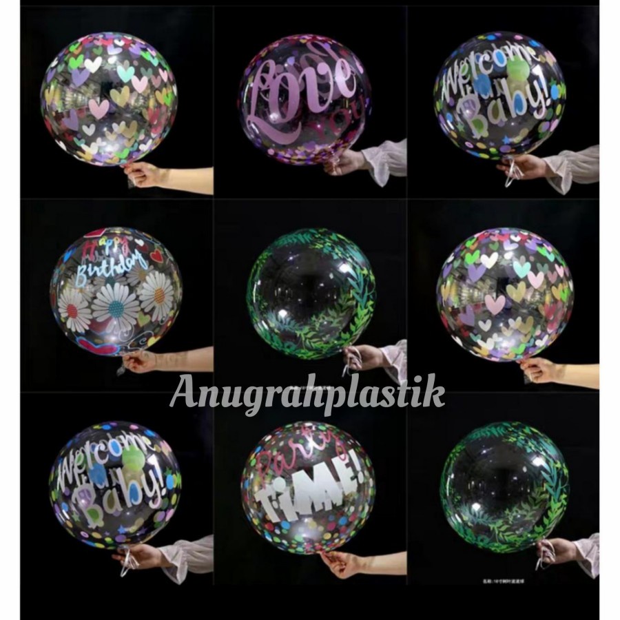 Jual Balon PVC Motif / Balon Transparan Motif Tulisan dan Gambar happy ...