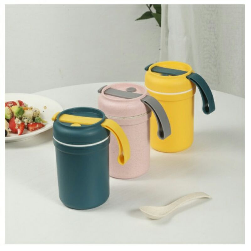 Jual Mug Portable Termos Makanan Sup Mini Anti Bocor 330ml | Shopee ...