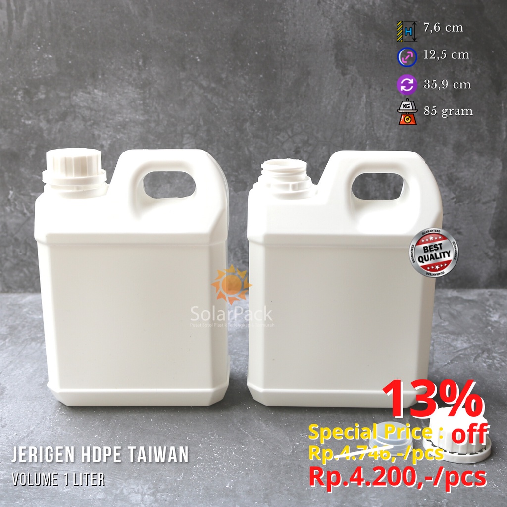 Jual Jerigen plastik 1 liter HDPE taiwan putih susu (MINIMAL ORDER 10 ...