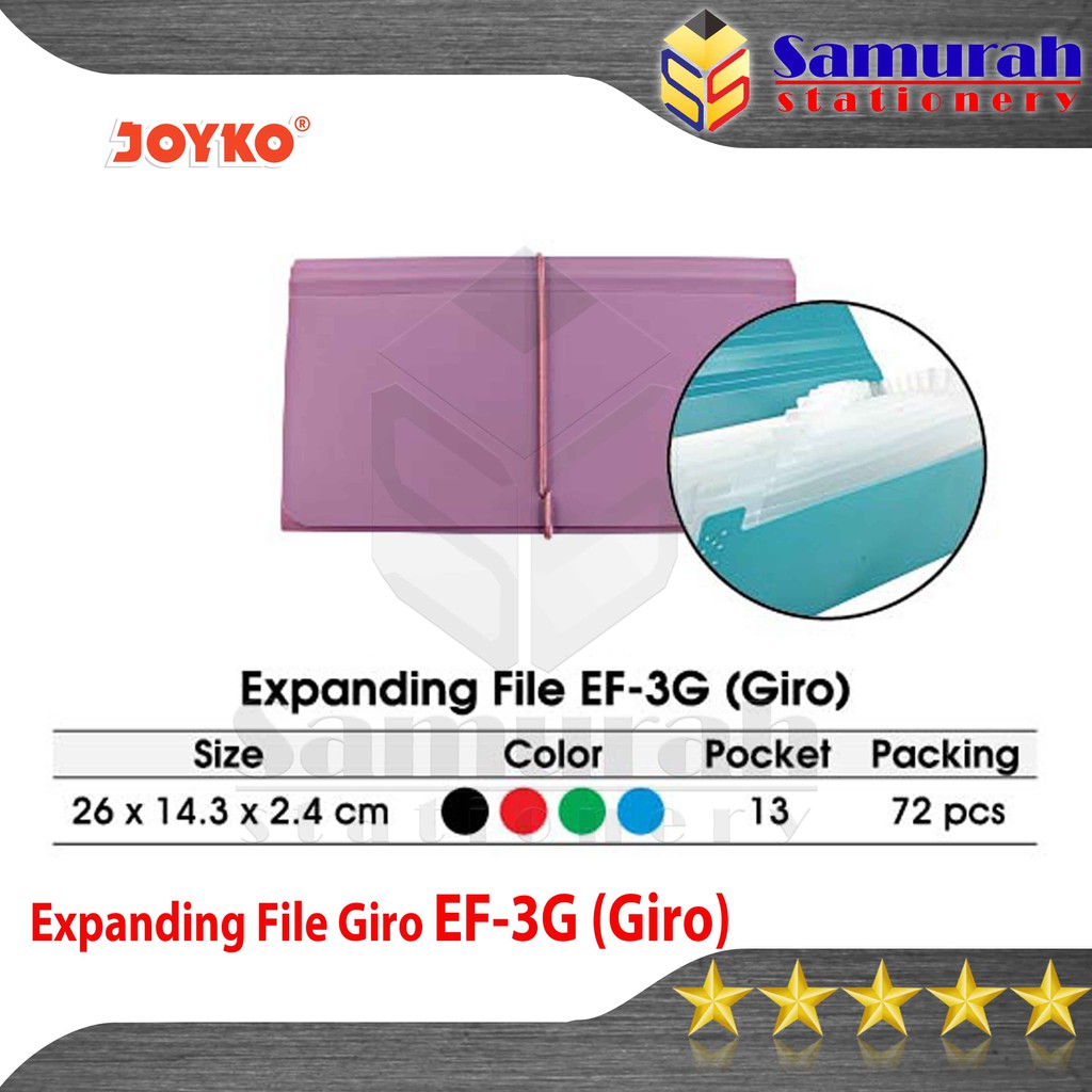 Jual Expanding File Joyko Ukuran Giro EF-3G / Map Dompet Plastik Sekat ...