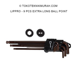 Jual LIPPRO Kunci L Hexagonal Extra Long Ball Point Set - 9 Pcs 1.5 ...