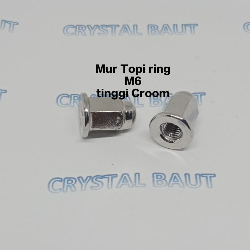 Jual Mur Topi M6 Tinggi Croom Atau Mur flange topi tinggi baut kunci 10 ...
