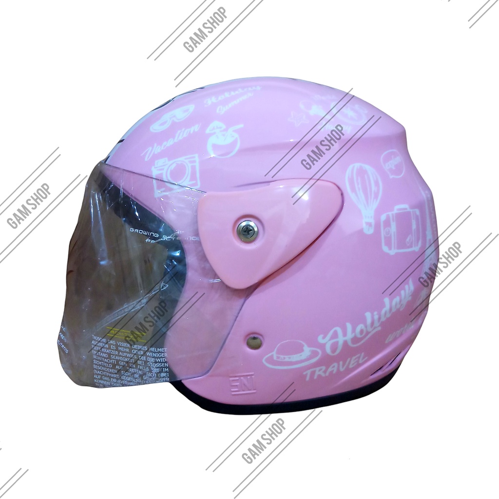 Jual Helm Evo Traveling Pink Nuvo Helem SNI Helmet Dewasa Motif ...