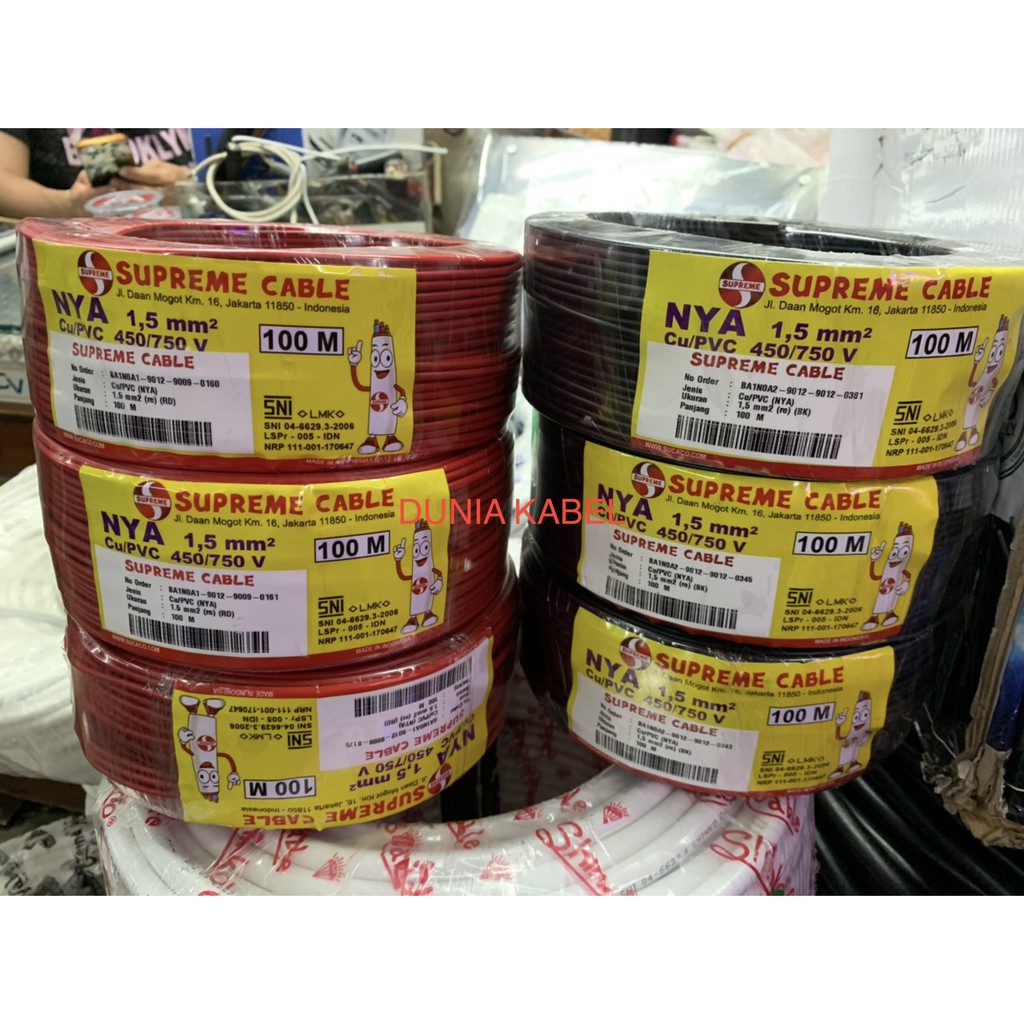 Jual Kabel NYA / Kawat / Tunggal 1x1.5mm 1x1,5mm 1.5 mm 1,5 mm Supreme 1 Roll 100 meter | Shopee ...